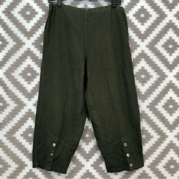 Click | Pants & Jumpsuits | Click Color Me Cotton Olive Green Linen ...